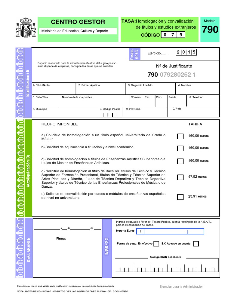 Modelo 790 | PDF | Titulo academico