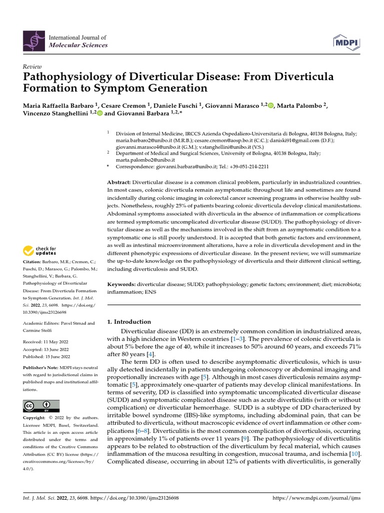 Pathophysiology of Diverticular Disease: From Diverticula Formation To ... Pathophysiology of Diverticular Disease: From Diverticula Formation To ...