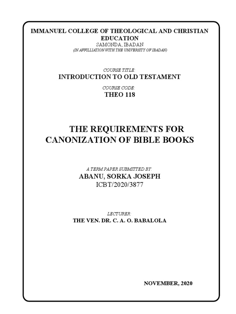 Criteria for Bible Canonization Process | PDF | Old Testament | Bible
