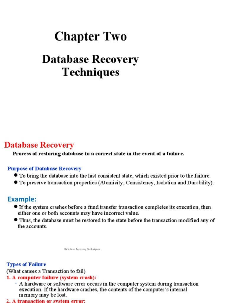 Chapter 2 Database Recovery Techiniques Sem II 2022 | PDF | Database Transaction | Information ...