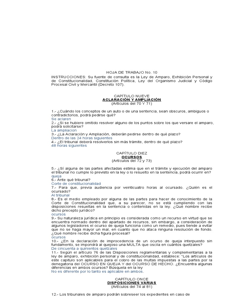 Hoja de Trabajo DPC 10 Laep 2022 | PDF | Sentencia (ley) | Gobierno