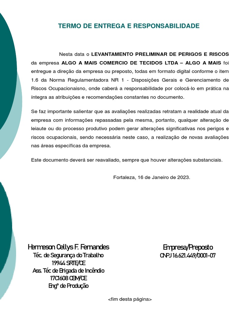 Modelo Termo De Visitamodelo De Termo De Recebimento