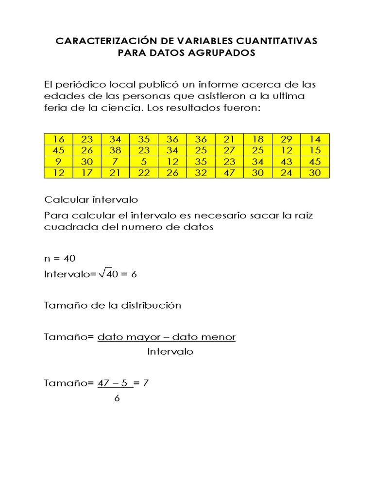 Caracterización de Variables Cuantitativas para Datos Agrupados | PDF