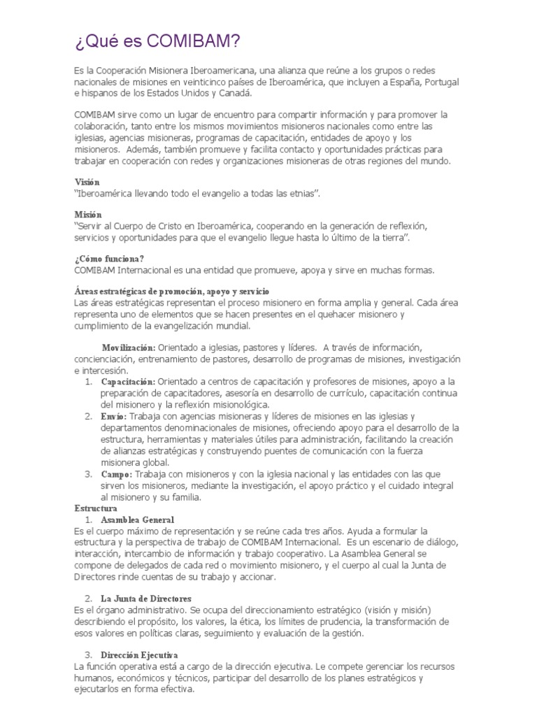 Qué Es COMIBAM | PDF | Misionero