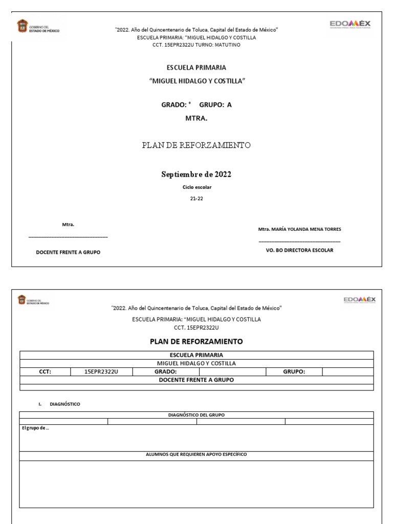 Plan De Reforzamiento Pdf Educación Primaria Evaluación