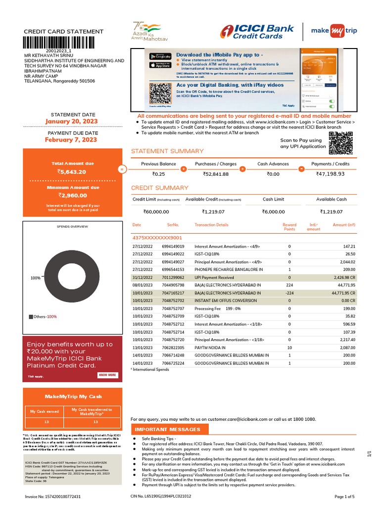 Passbookstmt 1675008153490 | PDF | Credit Card | Interest