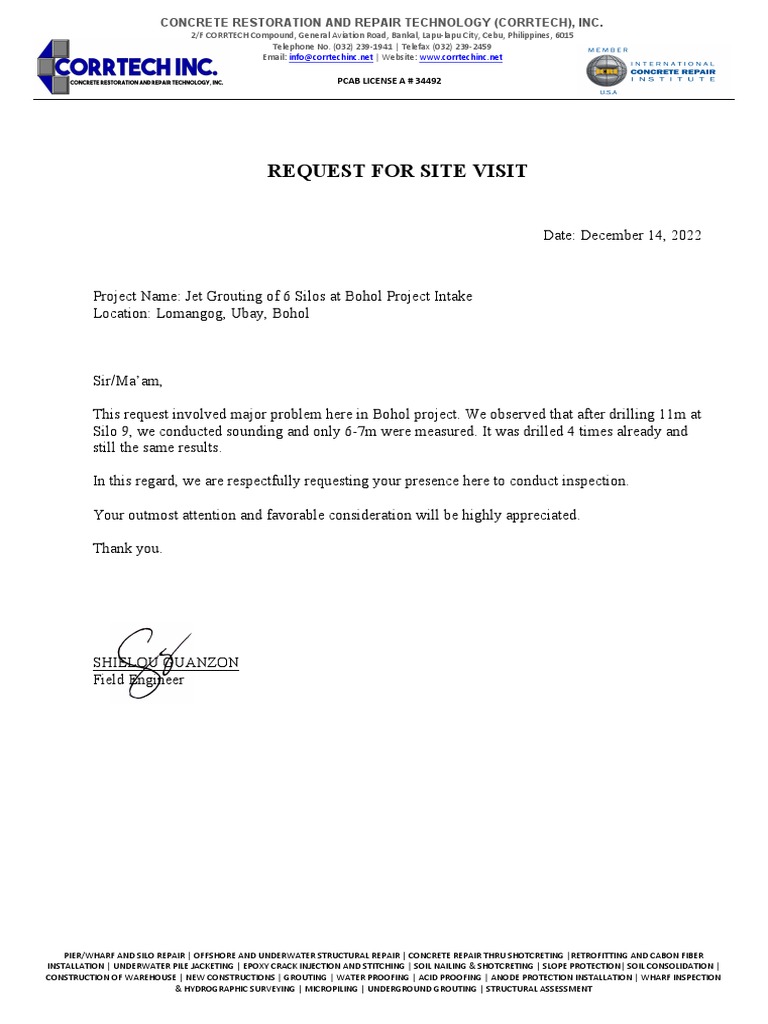 Request For Inspection | PDF