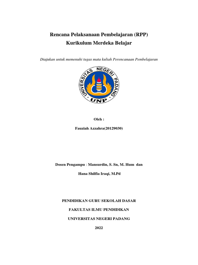 RPP Kurikulum Merdeka SD Kelas I | PDF