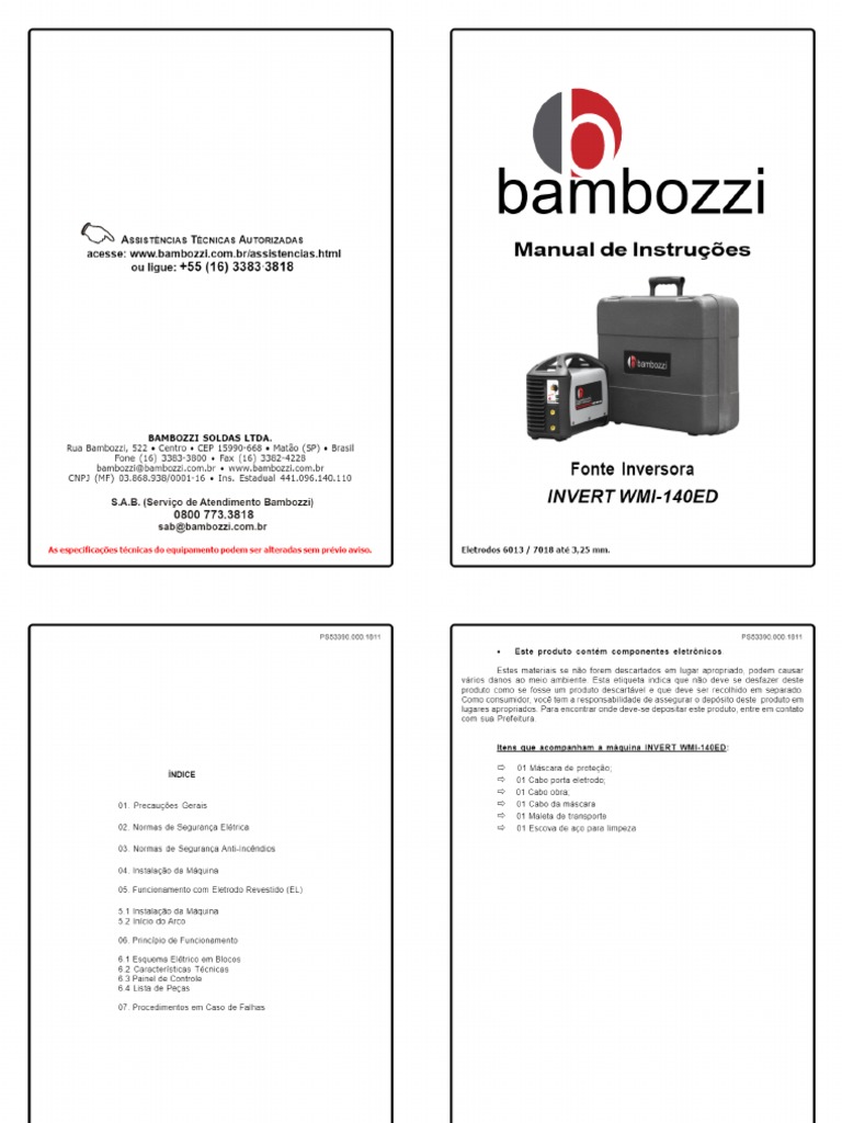 Bambozzi Manual de Instruções Fonte Inversora INVERT WMI-140ED +55 (16 ...