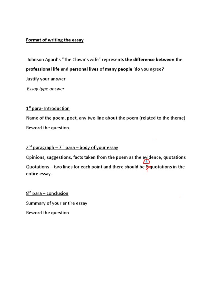 Format of Writing The Essay | PDF