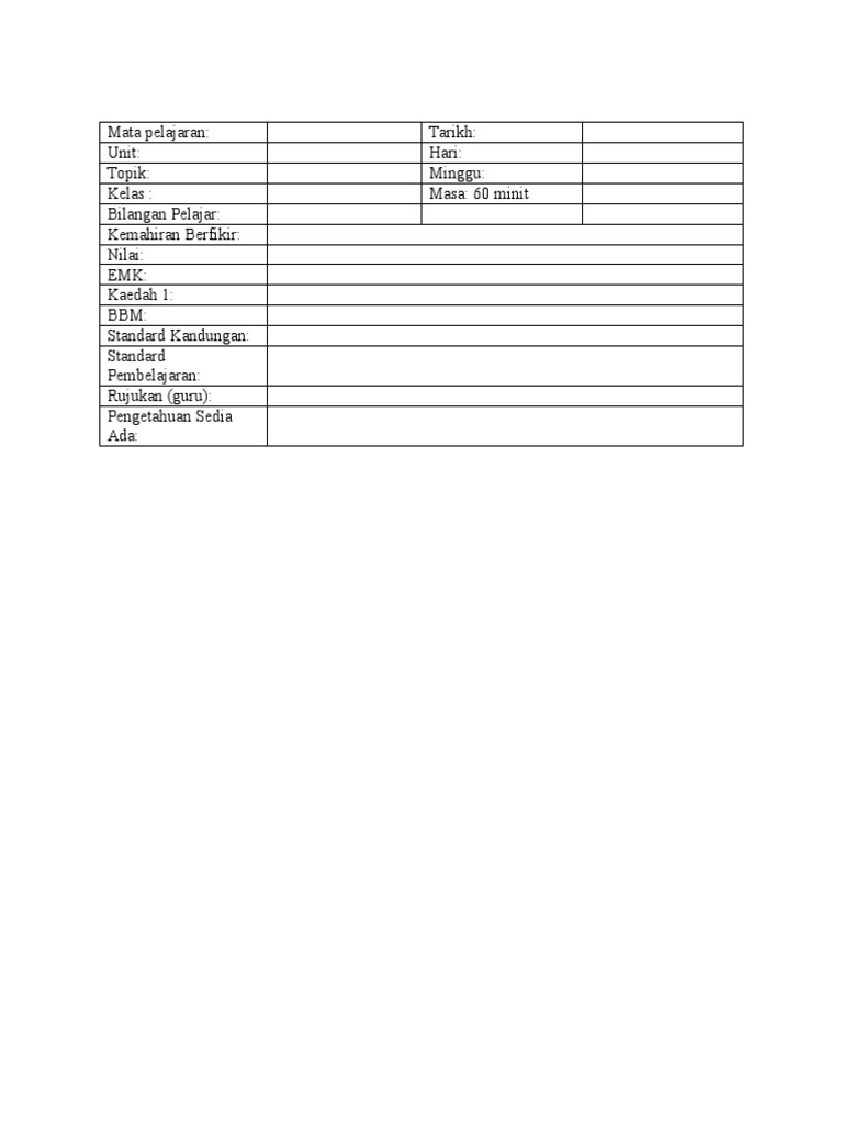 Template RPH Ringkas | PDF