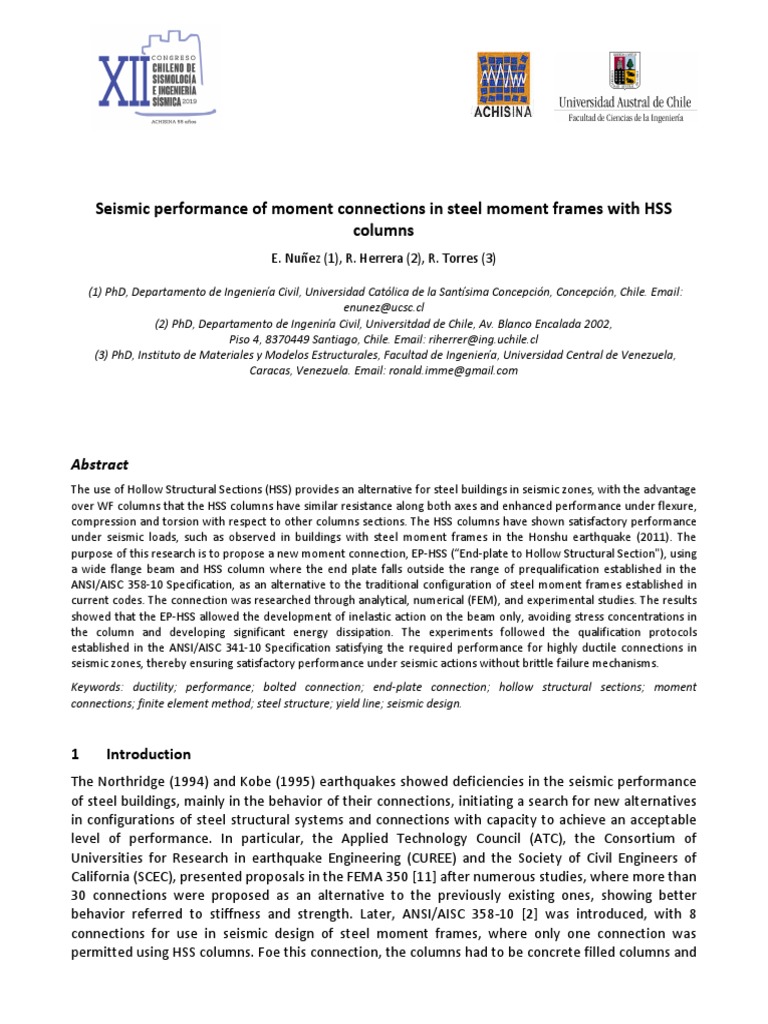 Seismic Performance of Moment Connections in Steel Moment Frames With ...
