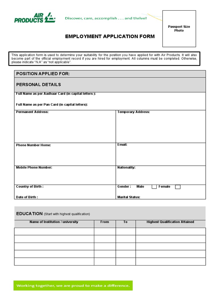 Employment Application Form AP India | PDF | Employment