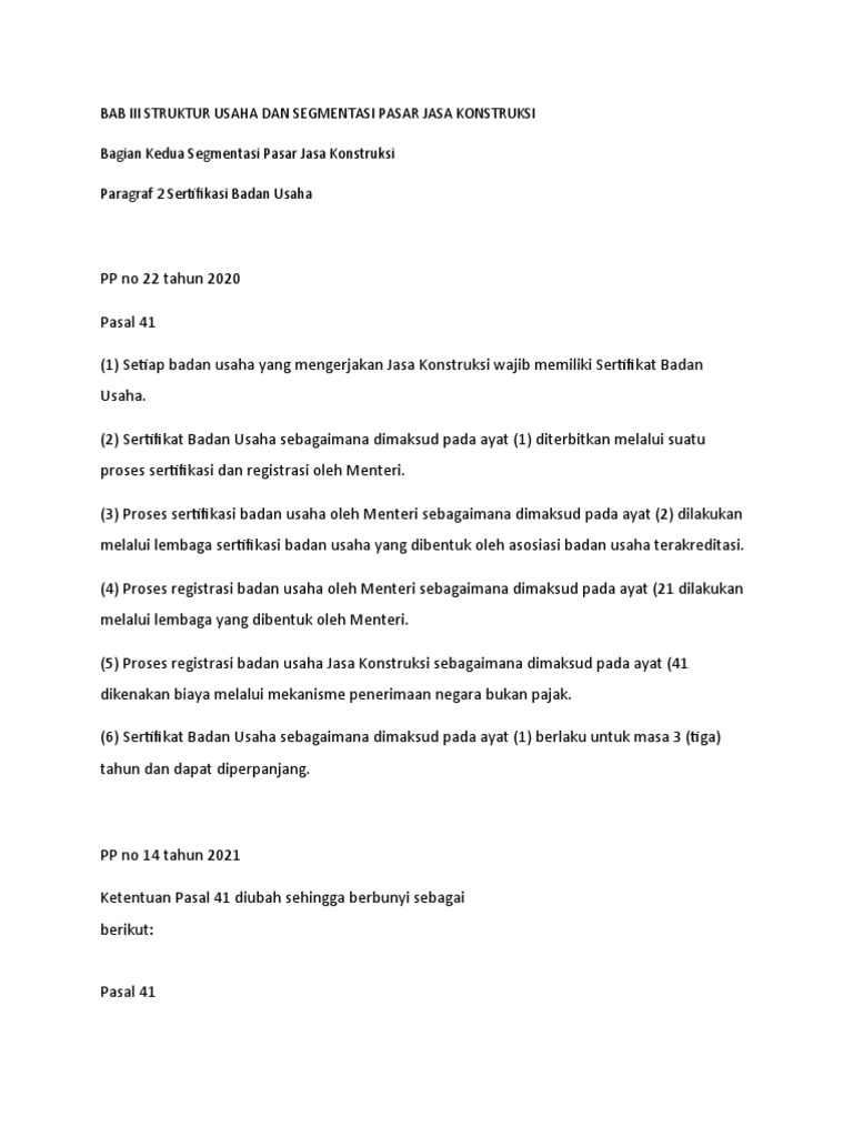 Bab Iii Struktur Usaha Dan Segmentasi Pasar Jasa Konstruksi | PDF