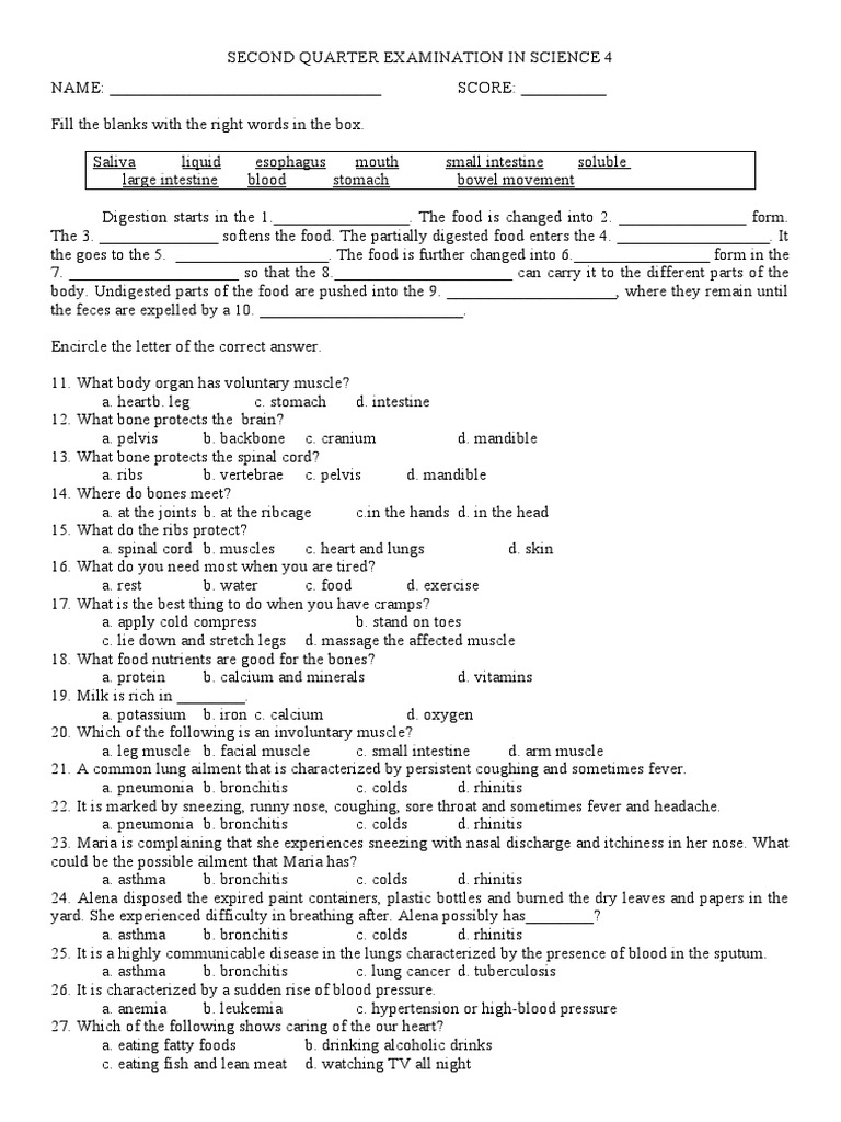 Second Quarter Examination in Science | PDF | Common Cold | Cough