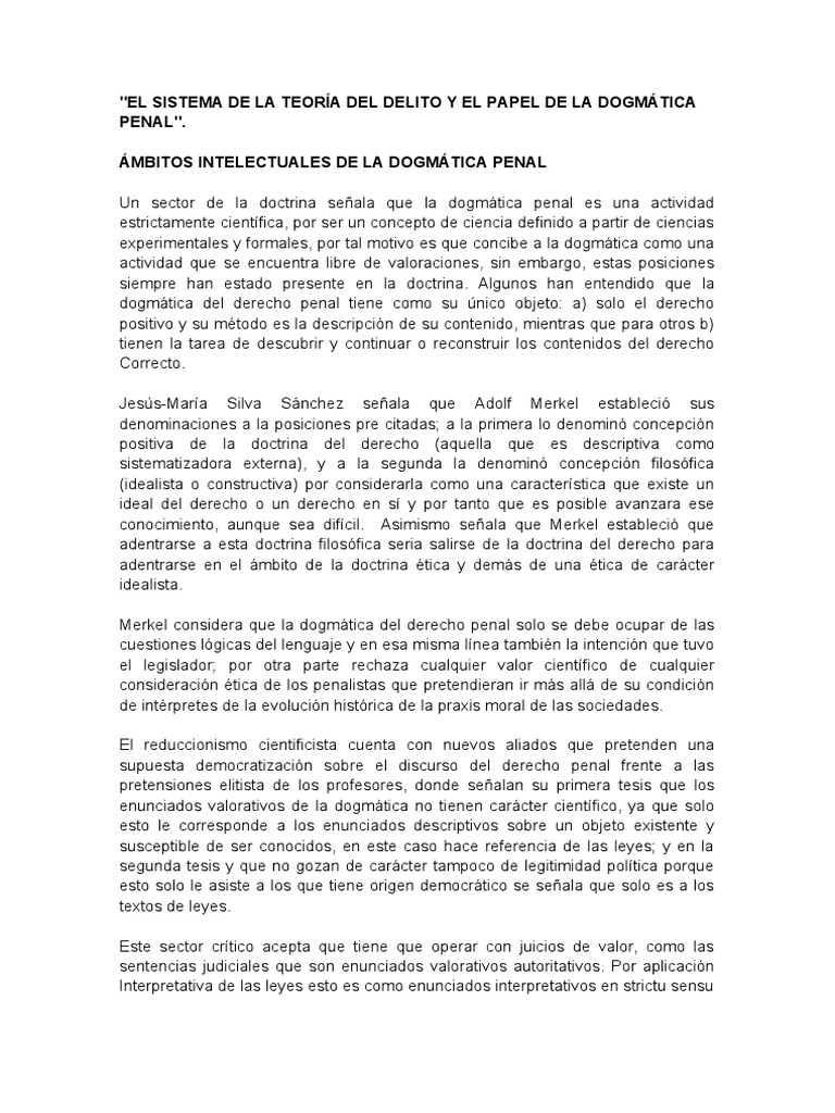 Tarea 1° El Sistema de La Teoría Del Delito y El Papel de La Dogmática ... Tarea 1° El Sistema de La Teoría Del Delito y El Papel de La Dogmática ...