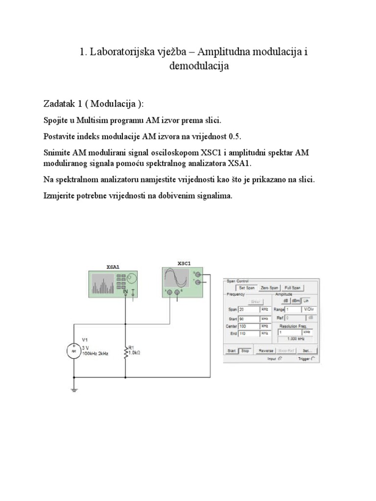 Laboratorijska Vježba - Amplitudna Modulacija I Demodulacija | PDF