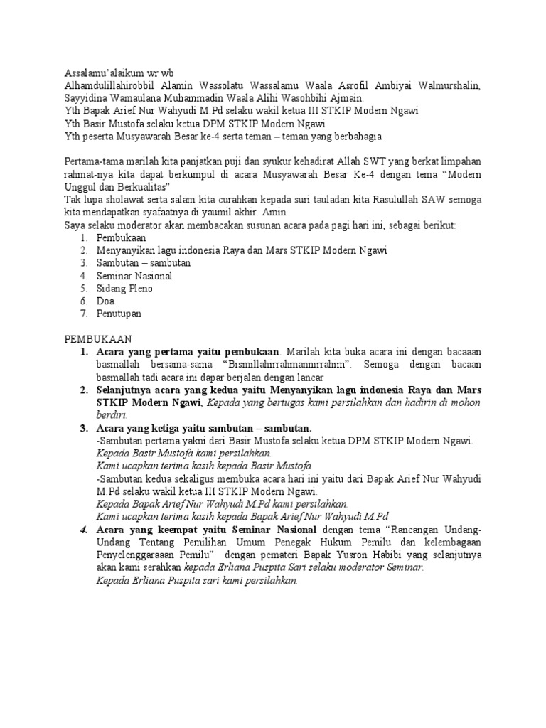 Musyawarah Besar Ke-4 STKIP Modern Ngawi | PDF