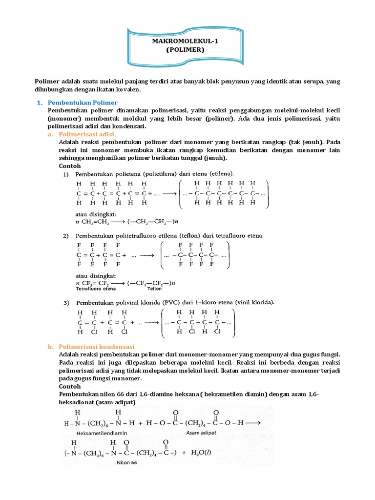 Polimerisasi: Adisi dan Kondensasi | PDF | Sains & Matematika