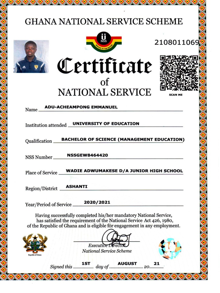 National Service Certificate | PDF