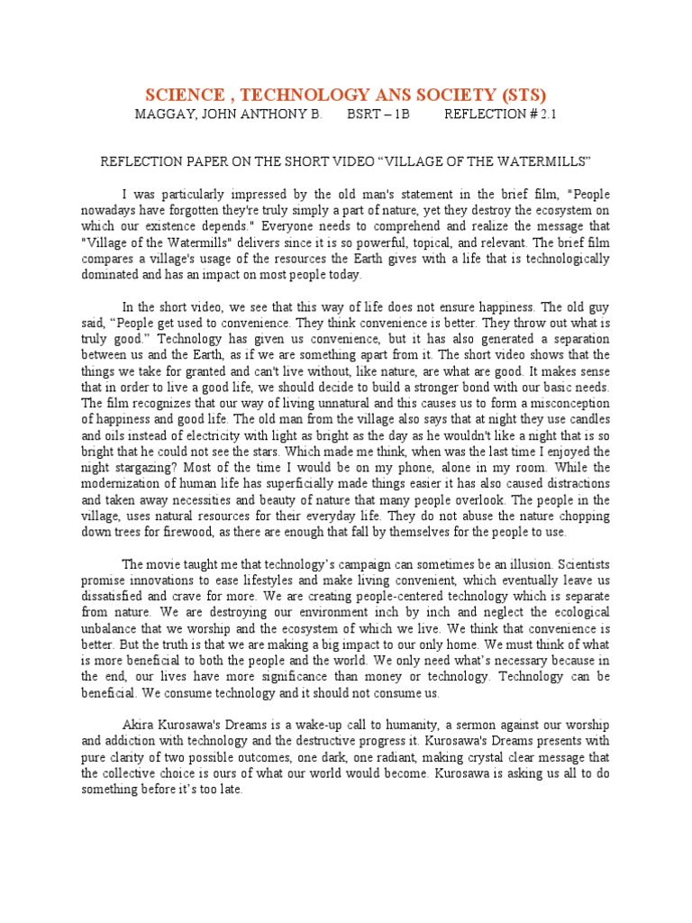 STS - Reflection 2.1 - Maggay, John Anthony B | PDF | Nature | Science