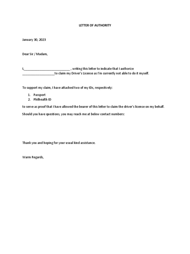 Letter of Authority | PDF | Law | Politics