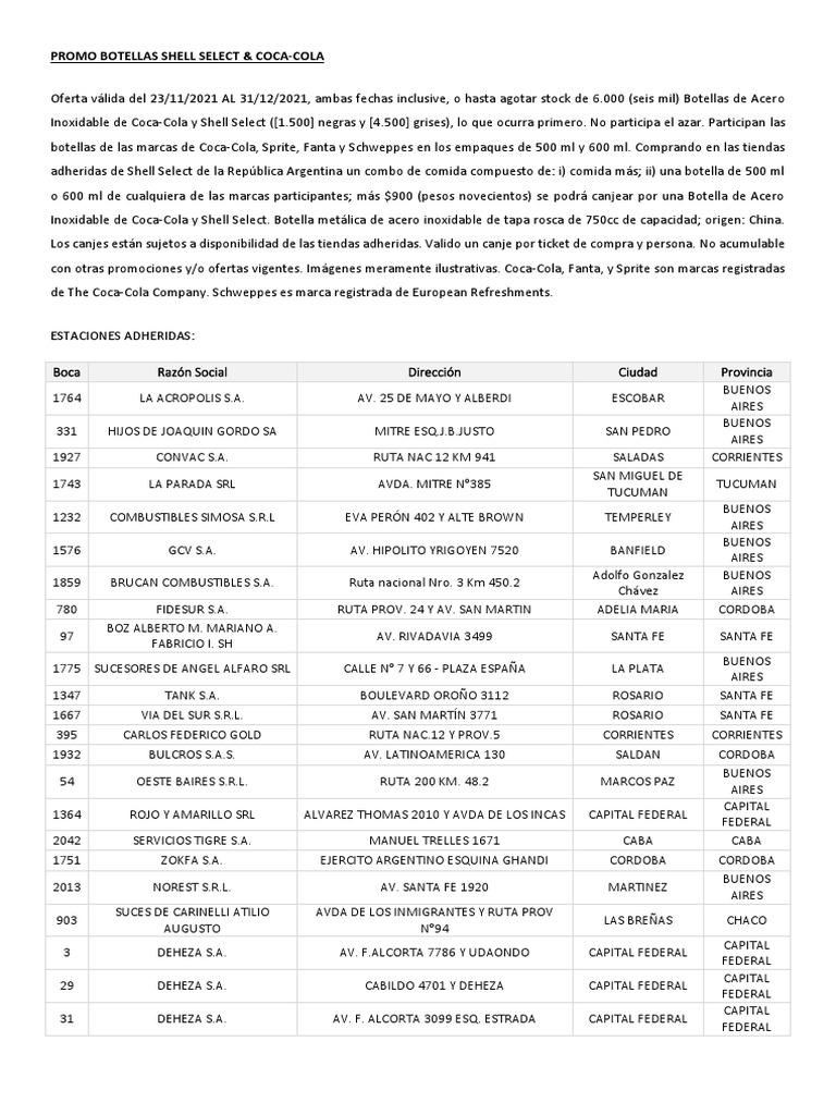 Shell Select and Coca Cola | PDF | Reajuste salarial | Bebida