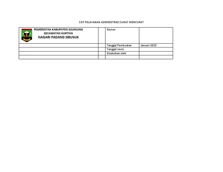 Sop Pelayanan Administrasi Surat Menyurat | PDF Sop Pelayanan Administrasi Surat Menyurat | PDF