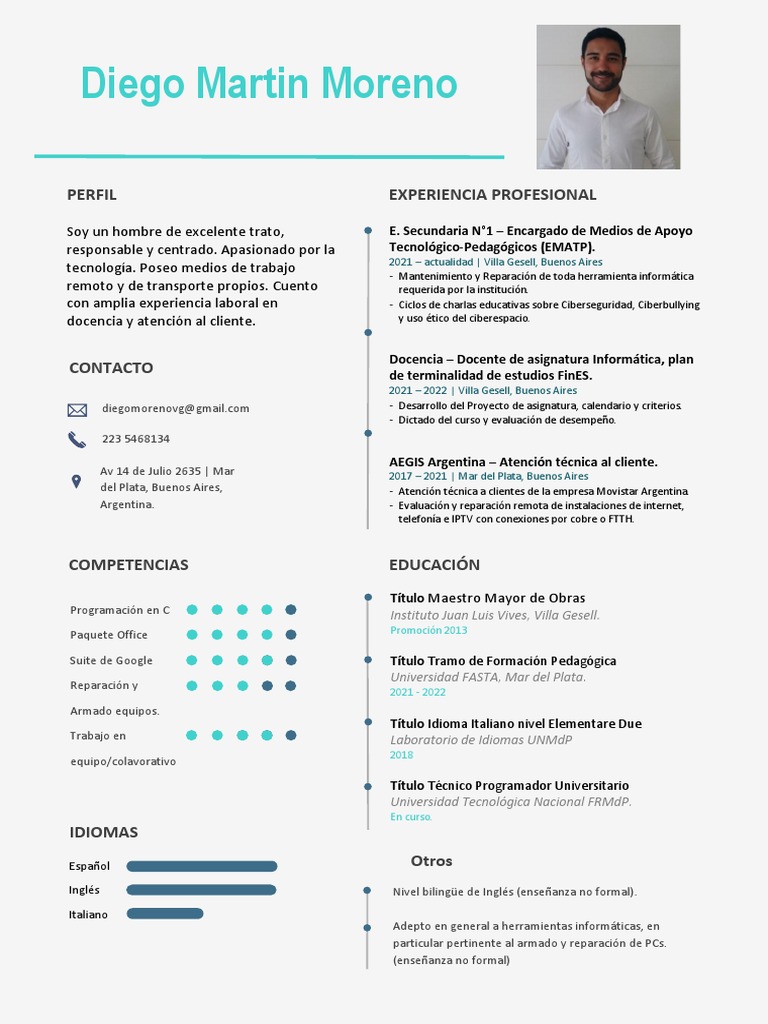 CV Moreno Diego | PDF | Método de enseñanza