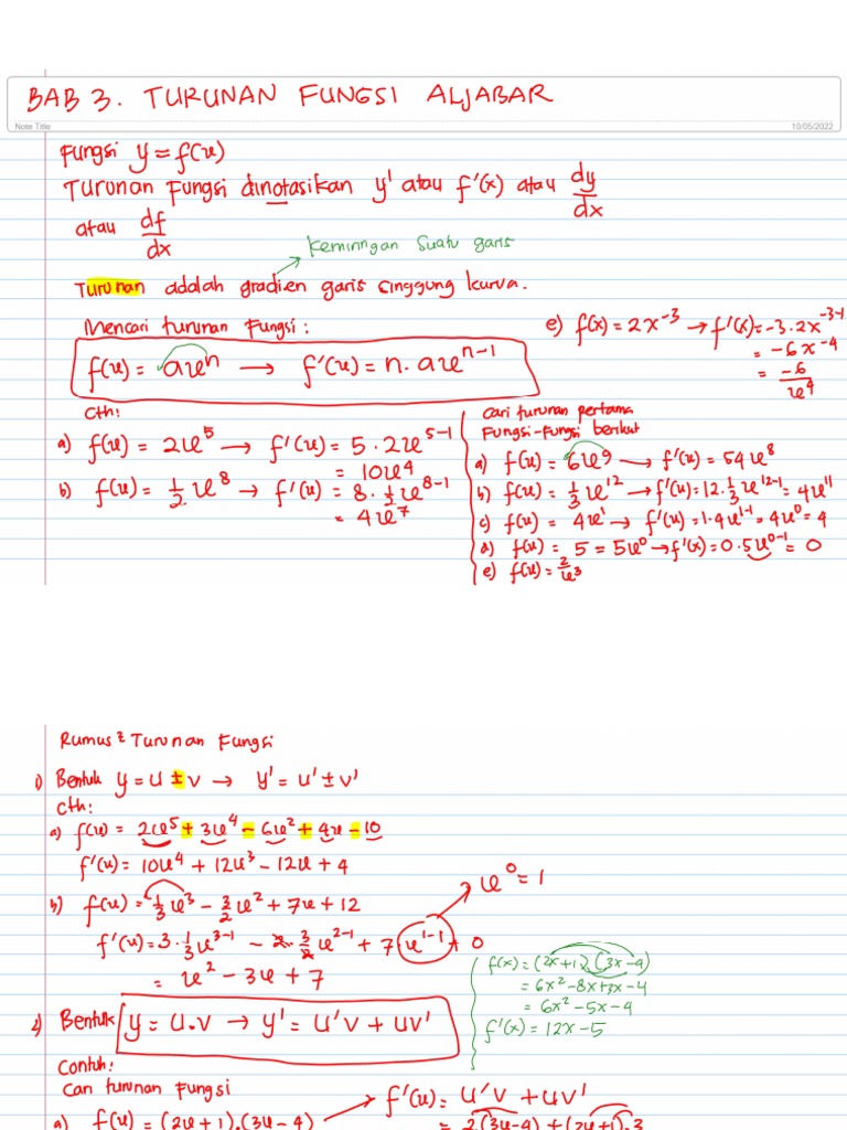Bab 3. Rumus-Rumus Turunan | PDF