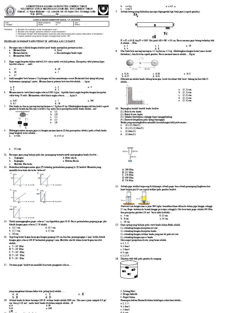 Soal Fisika Semester Ganjil Kelas XI | PDF