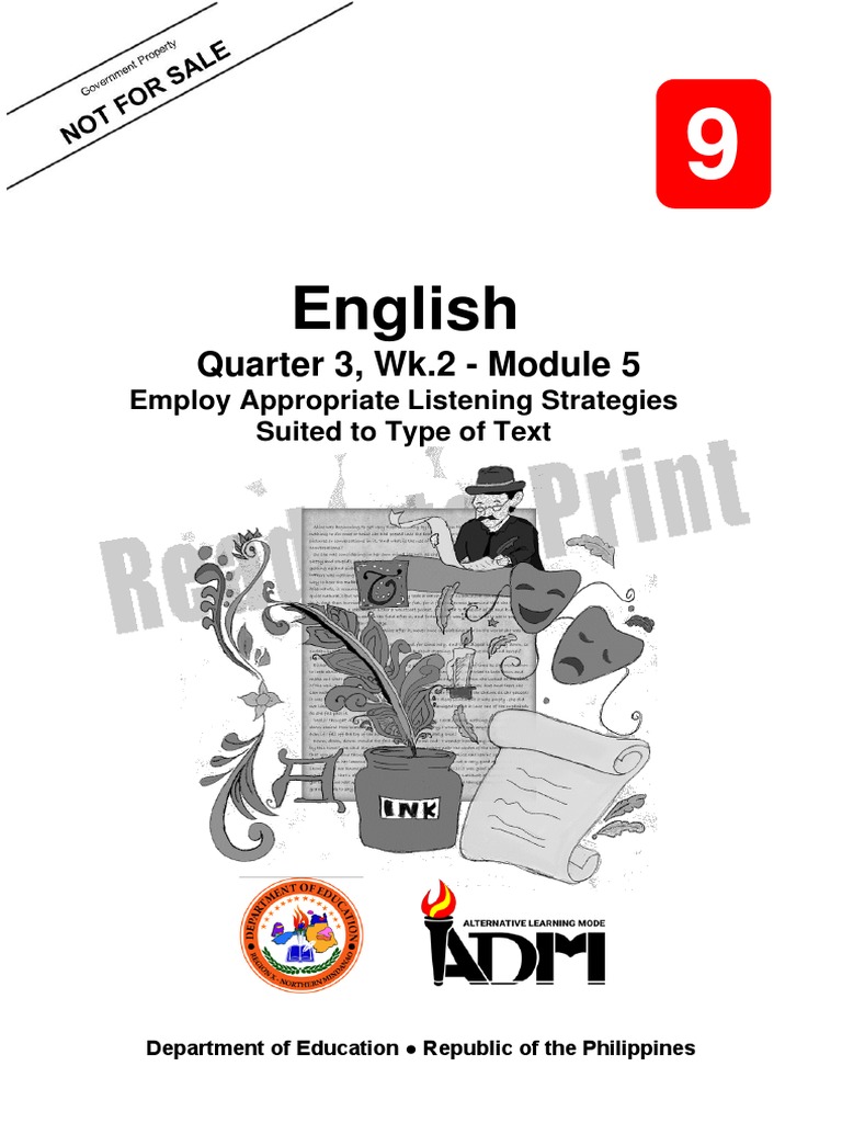 Eng9 - Q3 - M5 - W2 - Employ Appropriate Listening Strategies Suited To Type of Text - V5 | PDF ...