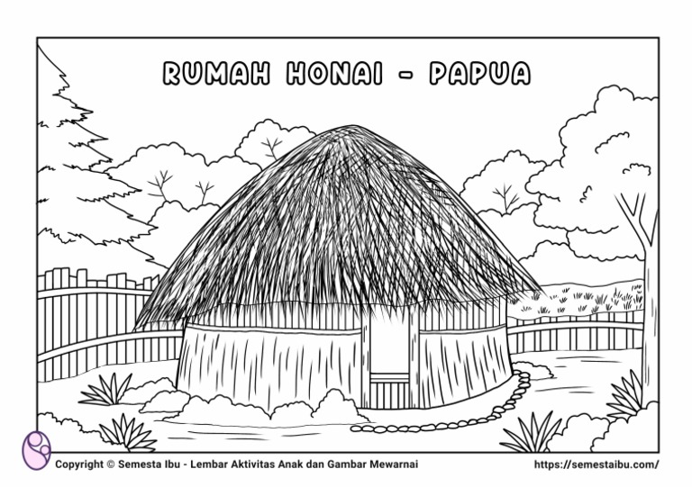 Gambar Mewarnai Sketsa Rumah Adat Honai | PDF Gambar Mewarnai Sketsa Rumah Adat Honai | PDF