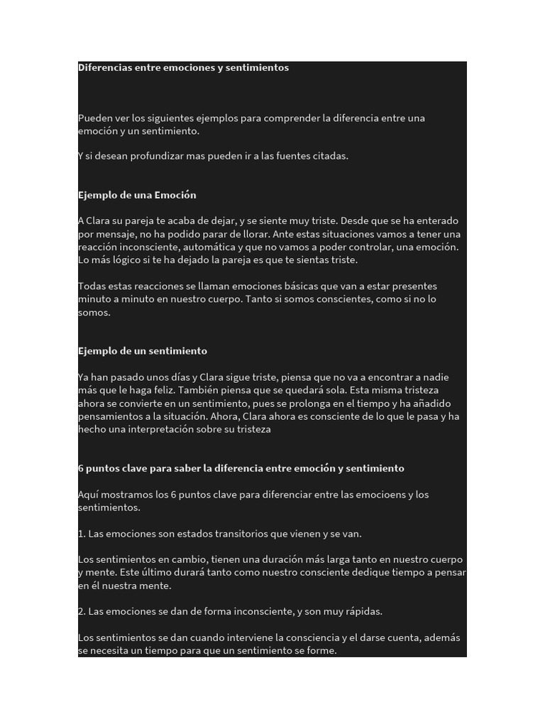 Diferencias Entre Emociones y Sentimientos | PDF | Autosuperación