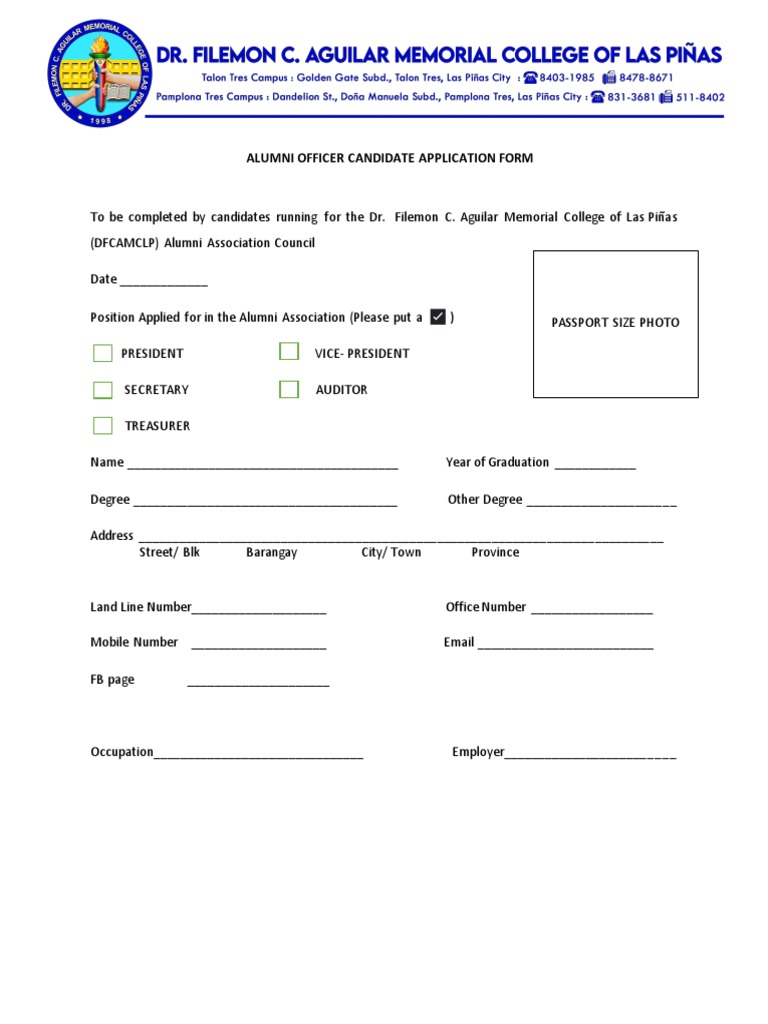 Alumni Candidate Application Form Revised | PDF | Career & Growth