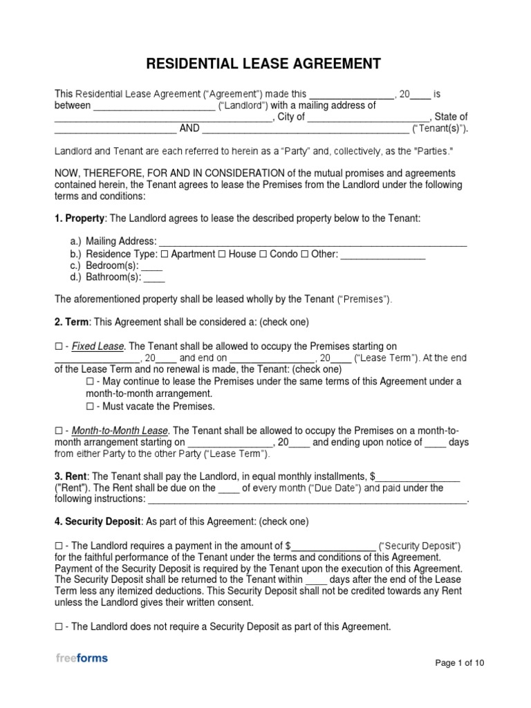 Residential Lease Agreement Template | PDF