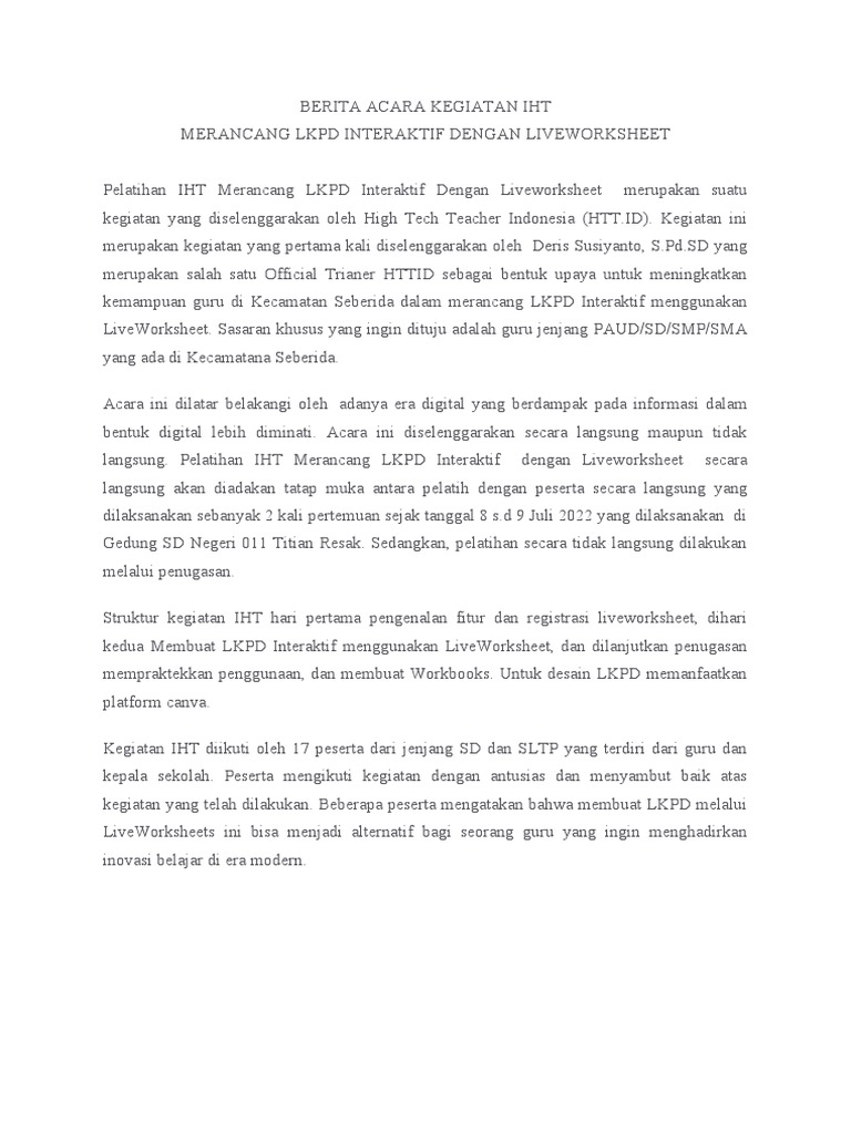 Pelatihan LKPD Interaktif LiveWorksheet | PDF