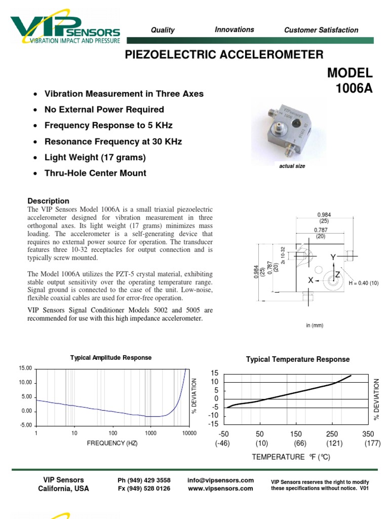 Datasheet | PDF | Piezoelectricity | Accelerometer