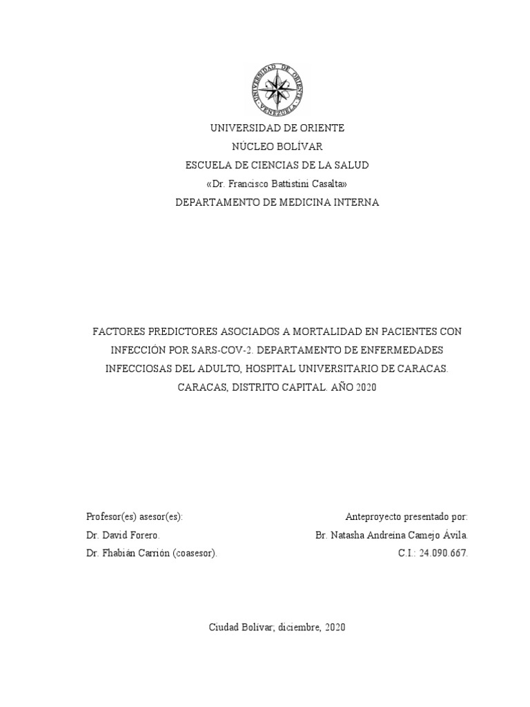 Modelo de Anteproyecto | PDF | Cuidado de la salud | Salud pública Modelo de Anteproyecto | PDF | Cuidado de la salud | Salud pública