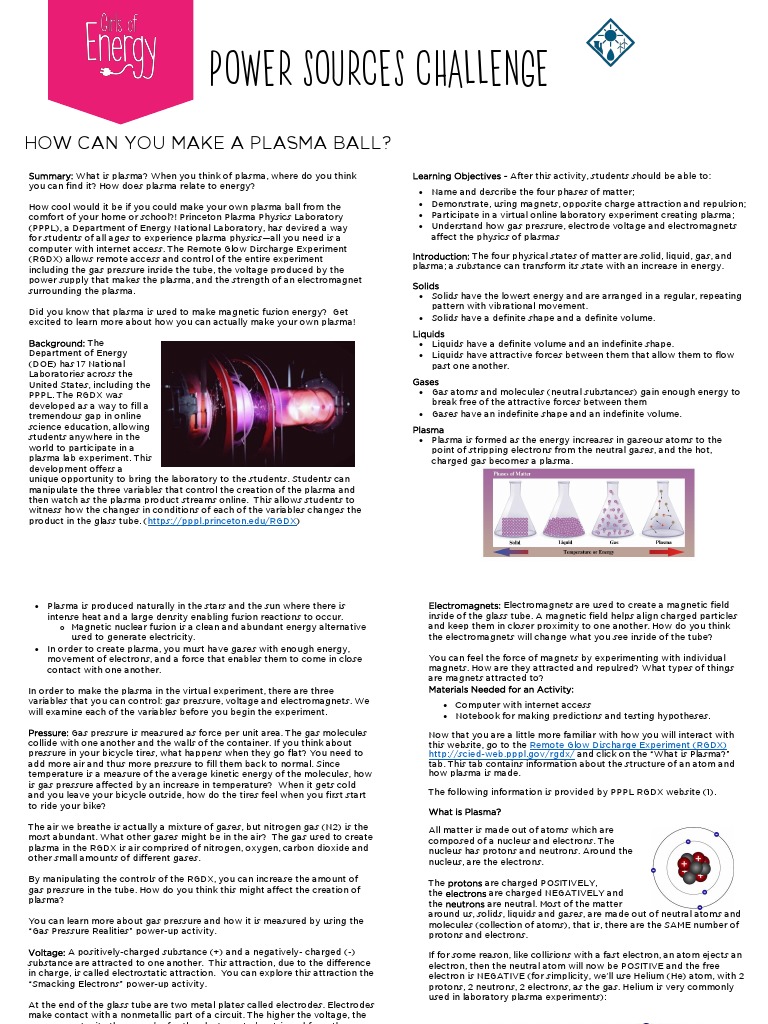 Creating Your Own Plasma Ball Experiment | PDF | Plasma (Physics) | Gases
