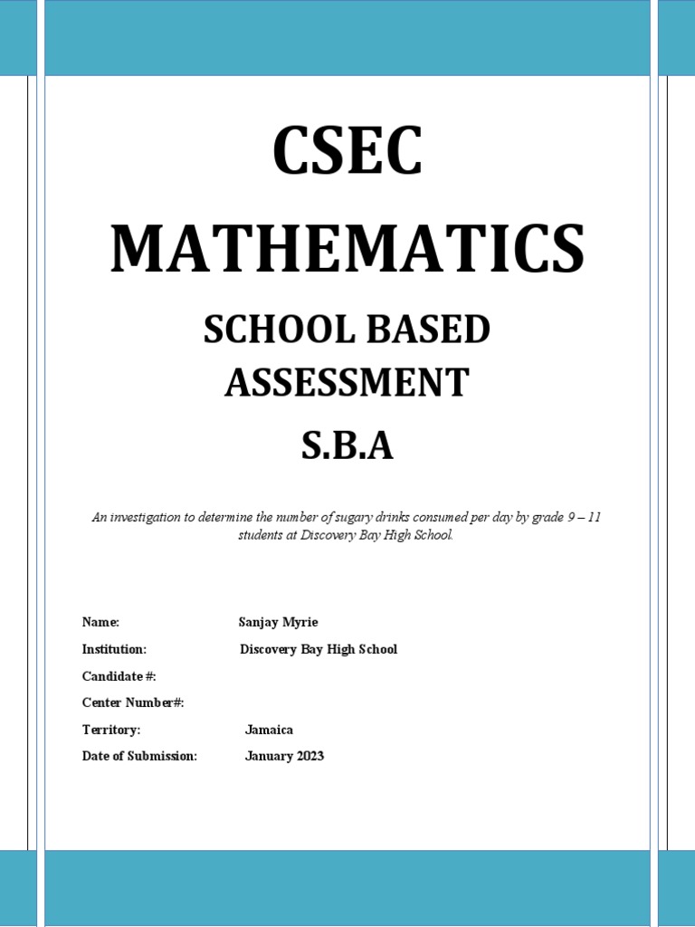 MAth SBA On Sugary Drinks... | PDF