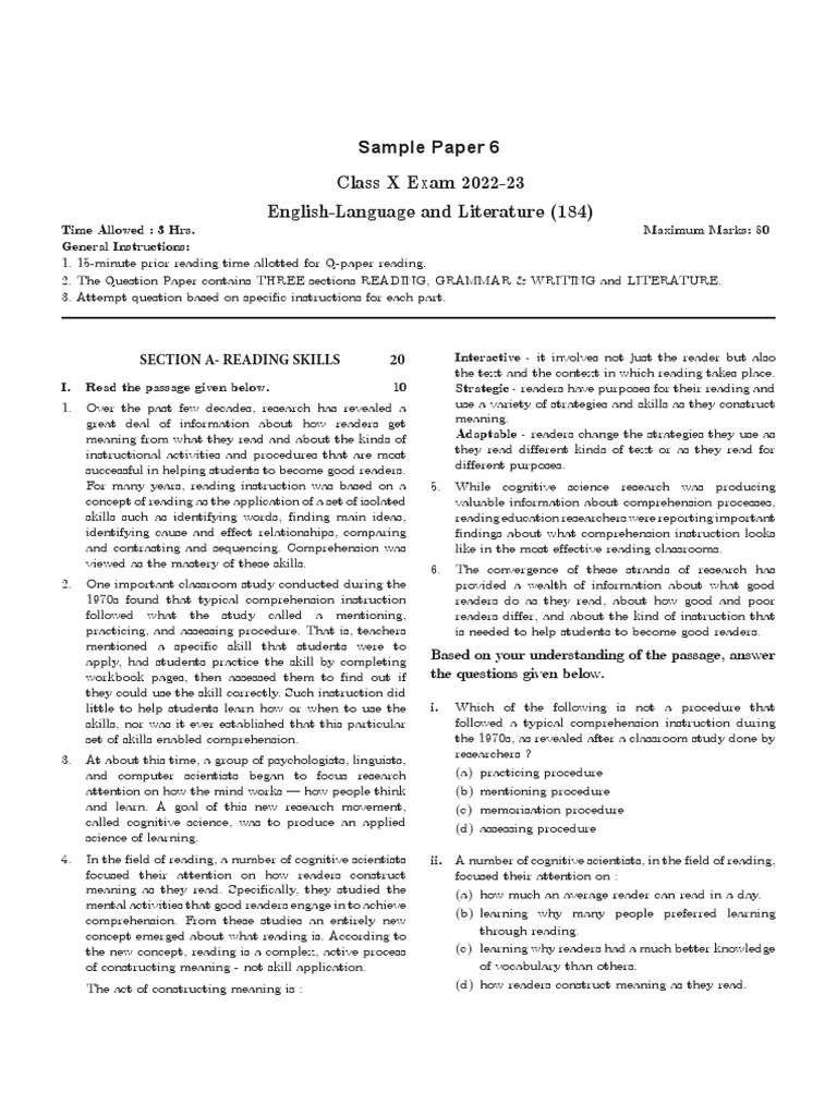 English 10 | PDF | Reading Comprehension | Cognitive Science