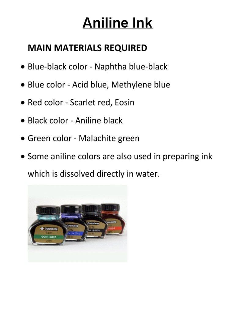 Aniline Ink Color Components | PDF | Cooking, Food & Wine