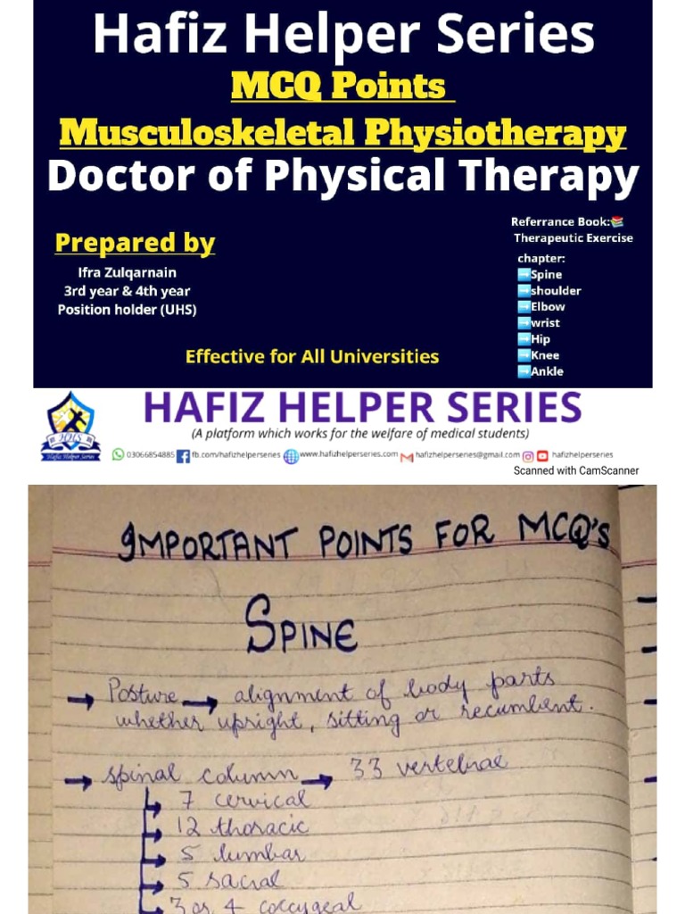 Musculoskeletal Physiotherapy MCQs Point | PDF