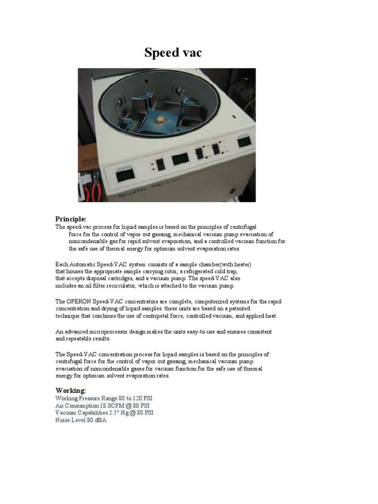 Speed Vac | PDF | Vacuum | Evaporation