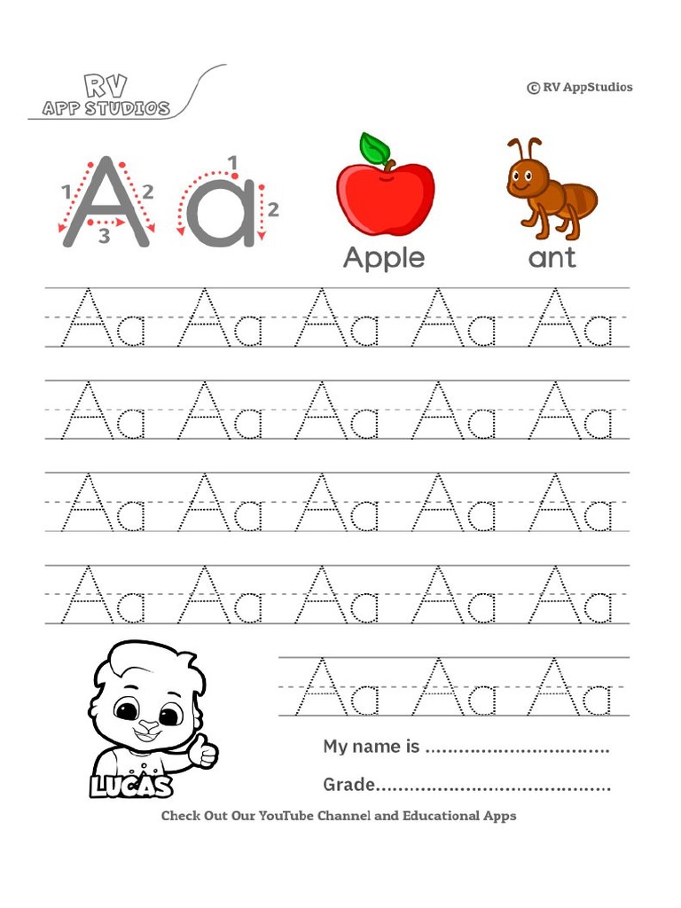 243 Free Printable Worksheets For Kids Alphabet Letter Aa Tracing | PDF