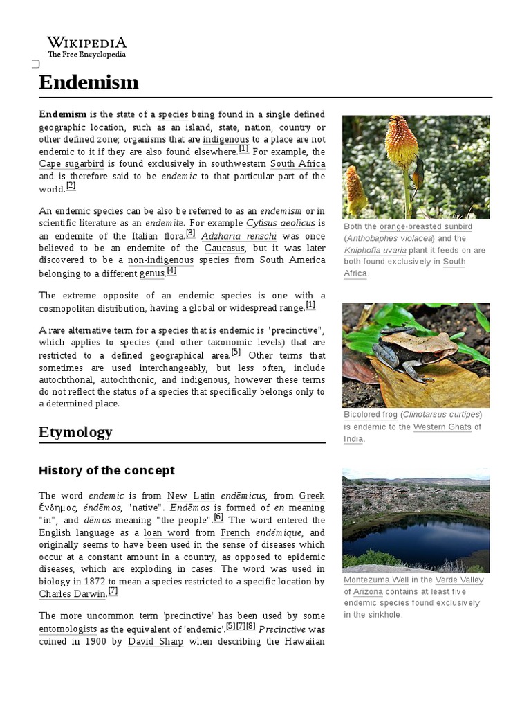Endemism | PDF | Environmental Social Science | Biological Evolution