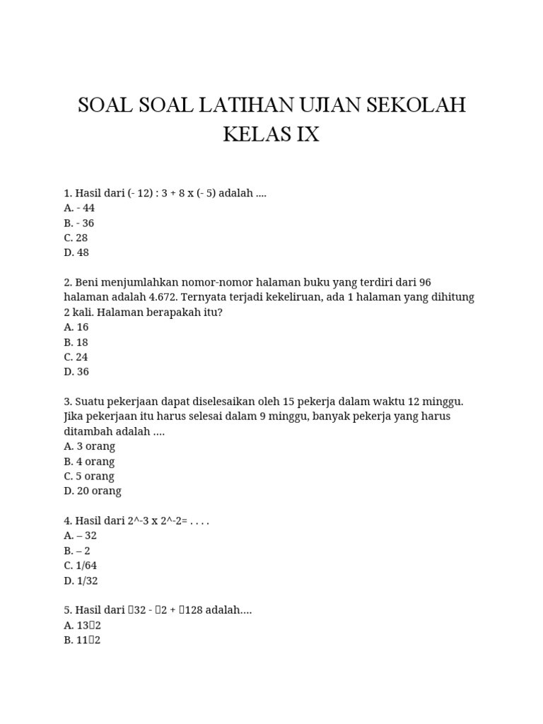 Soal Soal Latihan Us | PDF | Metode & Bahan Ajar