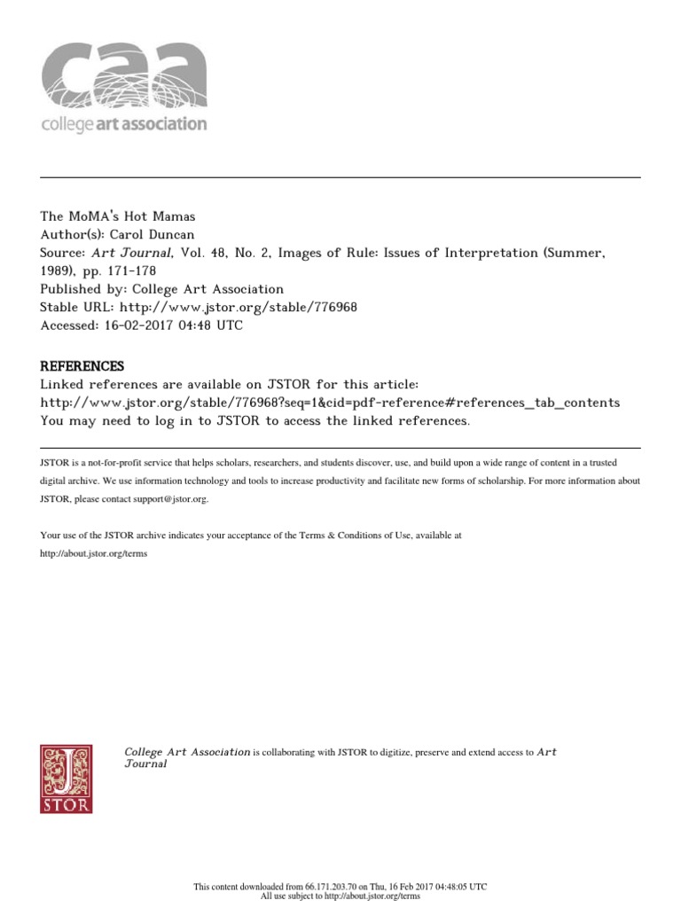 Carol Duncan The MoMAs Hot Mamas | PDF | Medusa | Cubism