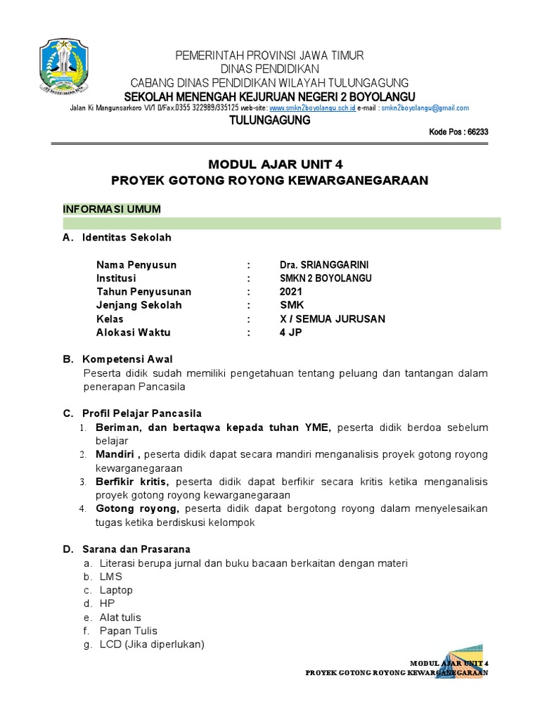 Modul Ajar Unit 4 Fix | PDF